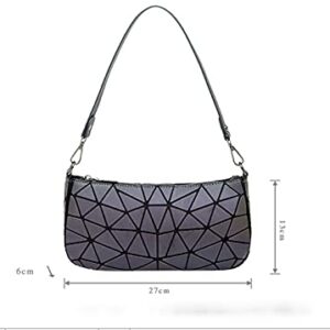 Women Luminous Small Shoulder bag Mini Geometric Small Clutch Crossbody Bag (Black)