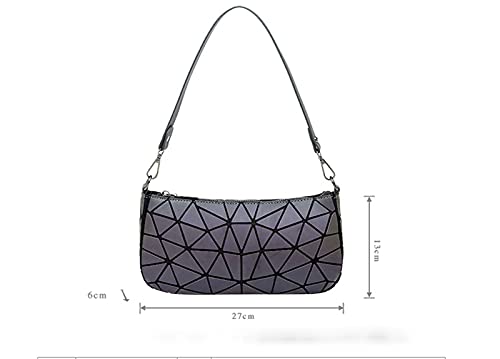 Women Luminous Small Shoulder bag Mini Geometric Small Clutch Crossbody Bag (Black)