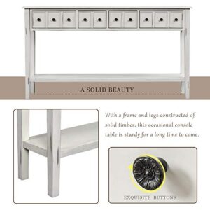 Merax Sofa Table Long Console Table with Drawers and Shelf for Entryway Easy Assembly Hall Table,Antique White