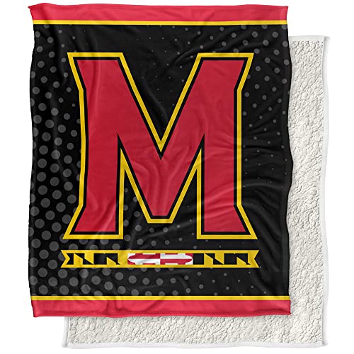 University of Maryland Blanket, 50"x60" Logo Dots Silky Touch Sherpa Back Super Soft Throw Blanket