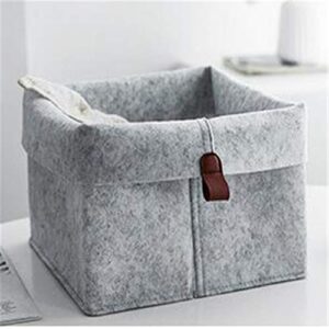 timesuper felt storage basket bins desktop organizer container with handles home decoration,gray