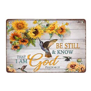 super durable metal sign sunflower and hummingbirds tin sign vintage wall decoration home garden kitchen art sign 12 x 8 inch