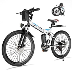 vivi electric bike for adults foldable 500w electric mountain bike 26” ebike 20mph adult electric bicycles with 48v removable battery, up to 50 miles, shimano 21 speed, dual shock absorber