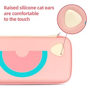 Geekshare Watermelon Cat Carry Case Compatible with Nintendo Switch/Switch OLED - Portable Hardshell Slim Travel Carrying Case fit Switch Console and Accessories