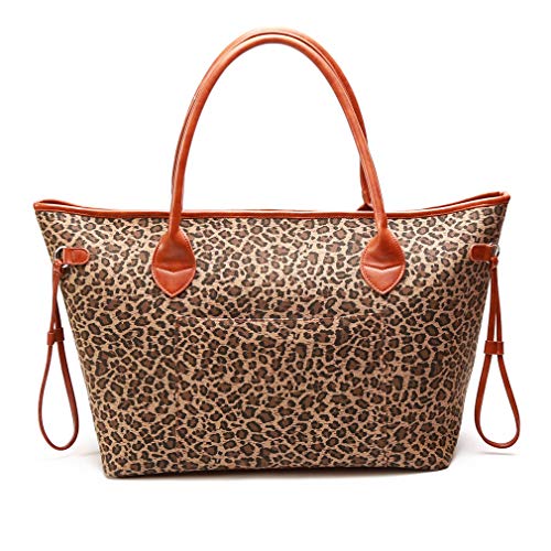 Large Tote Handbag Leopard Canvas Tote Purse Brown Cheetah Print Beach Bags with Pockets leopard Print Gifts for Women (Cheetah) (L)