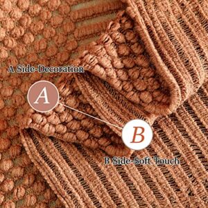 Blagic Knitted Throw Blanket for Couch Soft Farmhouse Boho Fall Throw Blanket with Tassels Home Decorative Lightweight Throw Blankets,Rust Throws for Bed/Chair/Sofa, Pineapple Textured, 50" W x 60" L