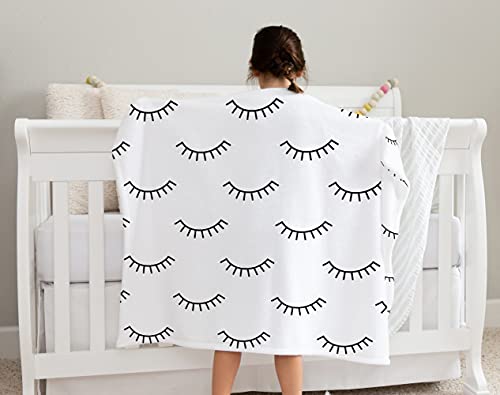 Lash Blanket, Black and White Throw Blanket, Lash Room Decor Blanket Soft Cozy Warm Bed Couch Blanket for Lash Bed, Studio, Clients, Women, Girl, Best Friend Birthday, Esthetician Gifts 50"x40"