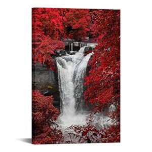 iknow foto red waterfall canvas wall art decor vertical decorative prints forest landscape picture for living room kitchen bedroom office home decor gift 24×36