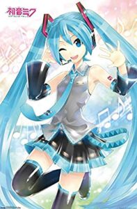 trends international hatsune miku – waving wall poster, 22.375″ x 34″, unframed version