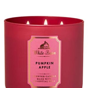 2020 White Barn Bath 3 Wick Candle in Pumpkin Apple (Red Apple, Pumpkin, Cinnamon, Clove Buds) Made W Essential Oils w Burn Time of 25-45 Hours