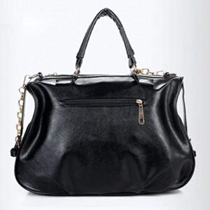 FiveloveTwo Women Punk Chain Handbag Purse Rhinestone Top-handle Shoulder Bag PU Leather Tote Satchel Black