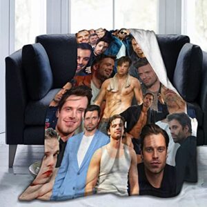 Sebastian Stan Collage Blanket Fleece Ultra-Soft Micro Throw Soft Blankets for Couch Sofa Bed 80"X60"