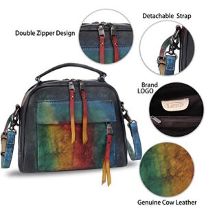 Genuine Leather Satchel Purse for Women Retro Cowhide Handmade Top Handle Handbag Designer Crossbody Bag (Multicolor2)