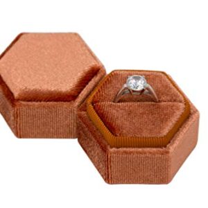 Beatrix & Luca The Lux Box: Antique Velvet Ring Box | Proposal | Wedding | Engagement | Photography | Hexagon | Rectangle | Single Double or Triple Slots | Jewelry (Sedona Copper Hexagon Single)