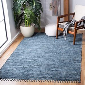 safavieh vintage leather collection 8′ x 10′ blue/grey vtl501m handmade boho fringe leather area rug