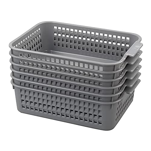 Doryh 6 Packs Small Plastic Basket, Grey Storage Basket Pantry Storage Bins, R