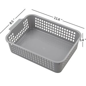 Doryh 6 Packs Small Plastic Basket, Grey Storage Basket Pantry Storage Bins, R