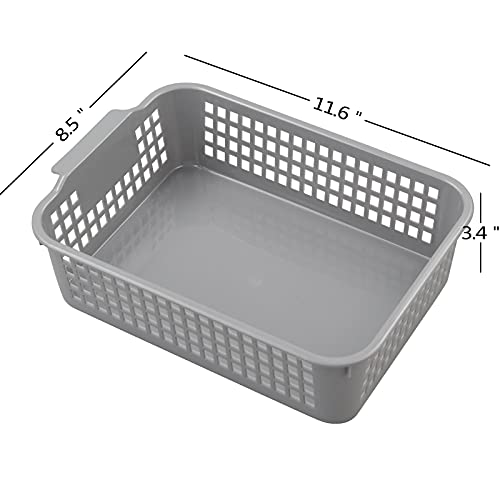 Doryh 6 Packs Small Plastic Basket, Grey Storage Basket Pantry Storage Bins, R