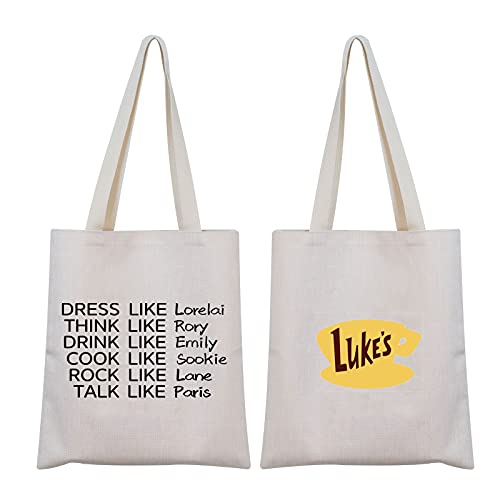 TSOTMO Girls Luke's canvas tote bags TV Shows Gift DRESS LIKE Lorelai THINK LIKE Rory DRINK LIKE Emily COOK LIKE Sookie ROCK LIKE Lane TALK LIKE Paris canvas tote bags (LikeRory canvas)