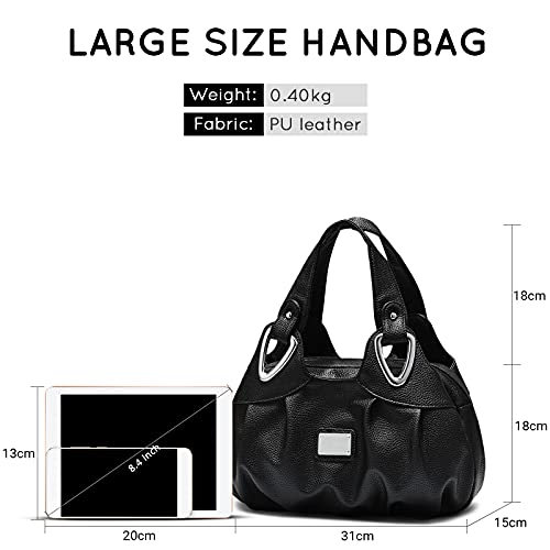 DIRRONA Fashion Women Handbag Ladies Shoulder Bag Casual Travel Tote Bag Waterproof PU Leather Handbag Womens Flower Bag Top Handle Bag Black