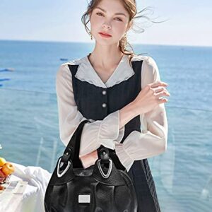 DIRRONA Fashion Women Handbag Ladies Shoulder Bag Casual Travel Tote Bag Waterproof PU Leather Handbag Womens Flower Bag Top Handle Bag Black