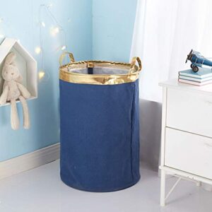 Urban Shop Metallic Trim Tall Storage or Laundry Basket, Navy