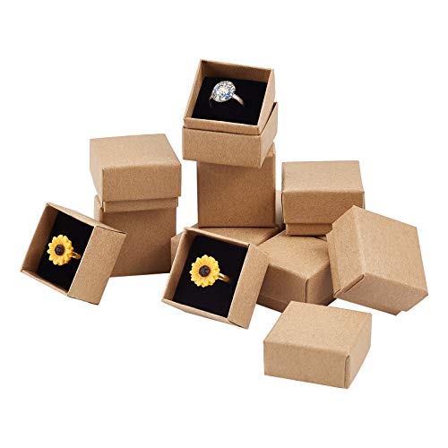 PH PandaHall 48 Pack Ring Box, 1.5x1.5x1.1 Inch Jewelry Gift Boxes Square Cardboard Jewelry Box with Foam Small Earring Packing Box for Selling Valentine Weddings Mother Birthdays Christmas Business