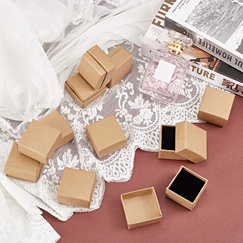 PH PandaHall 48 Pack Ring Box, 1.5x1.5x1.1 Inch Jewelry Gift Boxes Square Cardboard Jewelry Box with Foam Small Earring Packing Box for Selling Valentine Weddings Mother Birthdays Christmas Business