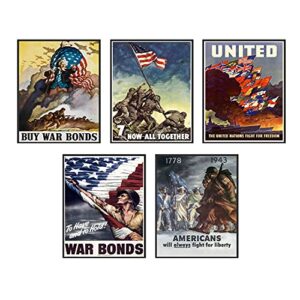 ww2 poster ww2 propaganda poster ww2 memorabilia – set of 5 (8×10″) military posters ww2 posters ww2 wall art army poster, world war 2 poster propaganda posters ww2 wall decor wwii posters – unframed