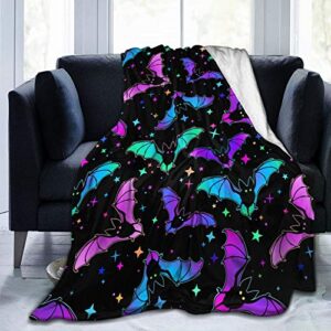 blanket bright bats stars fleece flannel throw blankets for couch bed sofa car,cozy soft blanket throw queen king full size for kids women adults 60″x50″