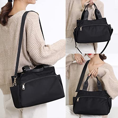 Large Shoulder Bag for Women Nylon Travel Tote Cross-body Carry On Bag with Shoulder Strap Lightweight Tote Shoulder Bag