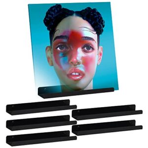 hudson hi-fi lp vinyl record wall display shelf – display your favorite lp records in style (6 pack, black)