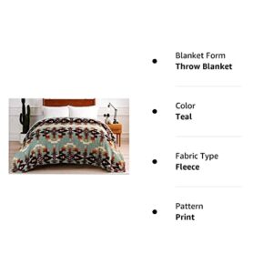 Pendleton Sherpa Fleece Reversible Blanket - Queen Size - Home Collection Avra Valley Teal - Super Soft Blanket 98" by 92"