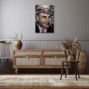 Al Capone Poster Wall Art Mafia Gangster Canvas Mob Painting Print Decor American Public Enemy Modern Artwork for Living Room Framed Size 16x24 inch(40x60cm)