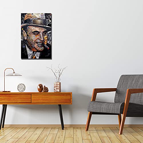 Al Capone Poster Wall Art Mafia Gangster Canvas Mob Painting Print Decor American Public Enemy Modern Artwork for Living Room Framed Size 16x24 inch(40x60cm)