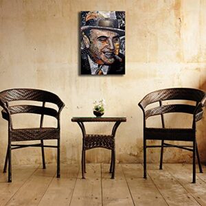 Al Capone Poster Wall Art Mafia Gangster Canvas Mob Painting Print Decor American Public Enemy Modern Artwork for Living Room Framed Size 16x24 inch(40x60cm)