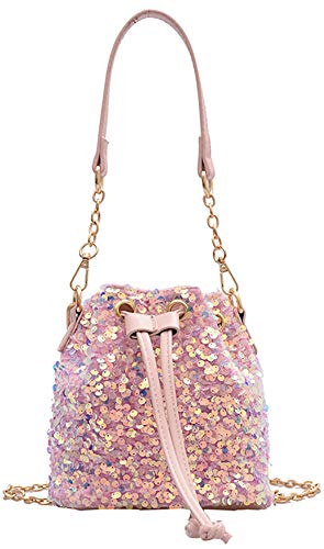 QZUnique Women Glitter Handbag Crossbody Bag Sequins Drawstring Shoulder Bag