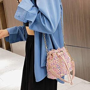 QZUnique Women Glitter Handbag Crossbody Bag Sequins Drawstring Shoulder Bag