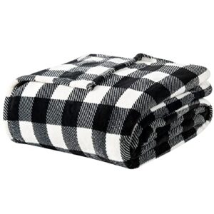 BEDELITE Fleece Throw Blanket for Couch Sofa Bed, Buffalo Plaid Decor Black and White Checkered Blanket, Cozy Fuzzy Soft Lightweight Warm Blankets for Spring and Summer