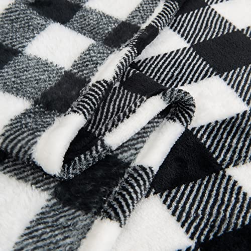 BEDELITE Fleece Throw Blanket for Couch Sofa Bed, Buffalo Plaid Decor Black and White Checkered Blanket, Cozy Fuzzy Soft Lightweight Warm Blankets for Spring and Summer