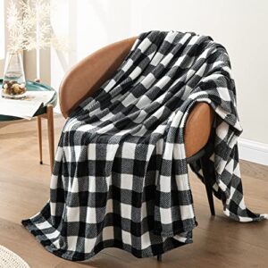 BEDELITE Fleece Throw Blanket for Couch Sofa Bed, Buffalo Plaid Decor Black and White Checkered Blanket, Cozy Fuzzy Soft Lightweight Warm Blankets for Spring and Summer