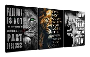 lion motivational canvas office print wall art animal inspirational picture animal poster painting modern inspiring artwork for home living room bedroom office decor ready to hang [36”w x 16”h]