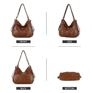 Purses and Handbags Women Fashion Tote Bag Shoulder Bags Top Handle Satchel Purses Washed Synthetic Leather Handbag