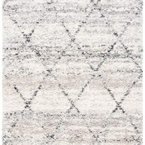 SAFAVIEH Fontana Shag Collection 8' x 10' Grey/Ivory FNT886F Modern Trellis Non-Shedding Living Room Bedroom Dining Room Entryway Plush 2-inch Thick Area Rug