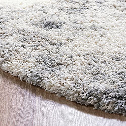 Rugs.com Soft Touch Shag Collection Round Rug – 6 Ft Round Pebble Gray Shag Rug Perfect for Kitchens, Dining Rooms