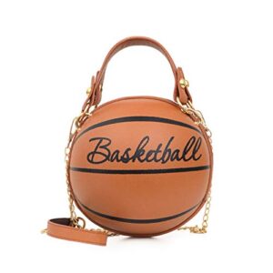 fozehlad women basketball shaped shoulder handbag cute mini crossbody bag girls messenger tote pu leather round coin purse