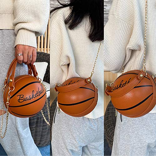 Fozehlad Women Basketball Shaped Shoulder Handbag Cute Mini CrossBody Bag Girls Messenger Tote PU Leather Round Coin Purse