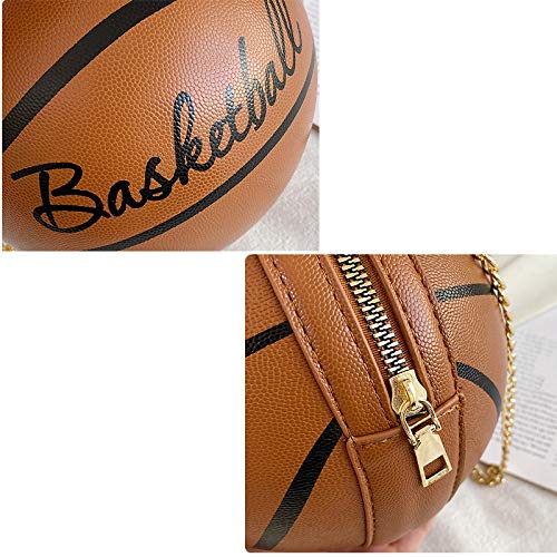 Fozehlad Women Basketball Shaped Shoulder Handbag Cute Mini CrossBody Bag Girls Messenger Tote PU Leather Round Coin Purse