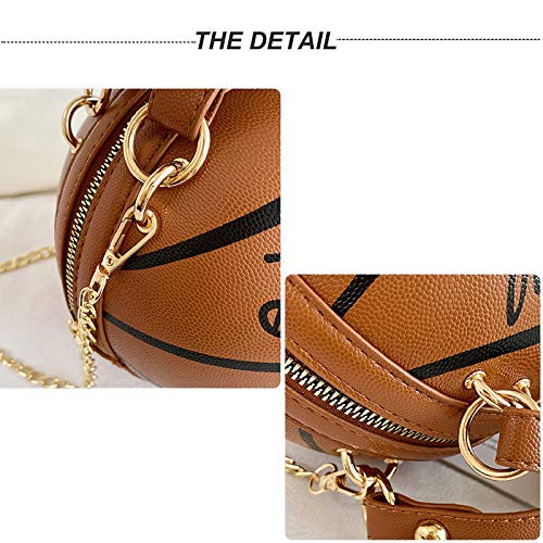 Fozehlad Women Basketball Shaped Shoulder Handbag Cute Mini CrossBody Bag Girls Messenger Tote PU Leather Round Coin Purse