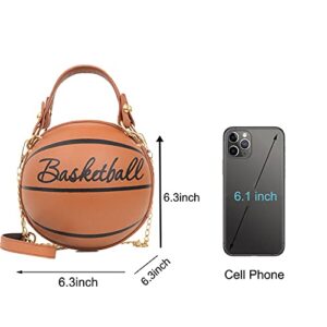 Fozehlad Women Basketball Shaped Shoulder Handbag Cute Mini CrossBody Bag Girls Messenger Tote PU Leather Round Coin Purse